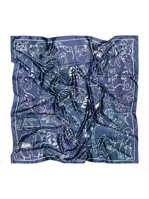 Bimba Y Lola Denim Animal Sketch Scarf
