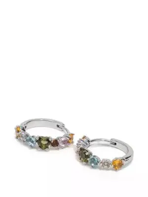 Bimba Y Lola Small Crystals Heart Hoop Earrings - Silver