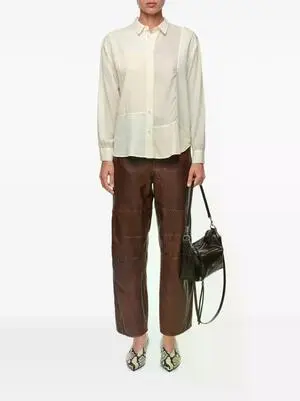 Bimba Y Lola Cream Patchwork Straight Shirt
