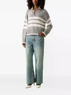 Patrizia Pepe Striped Embroidered-logo Jumper