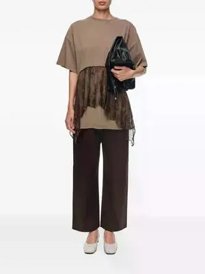 Bimba Y Lola Light Taupe Lace Ruffle T-shirt - Neutrals