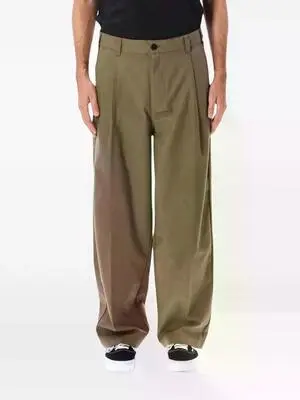 Obey Dean Pleated Wide-leg Trousers - Neutrals