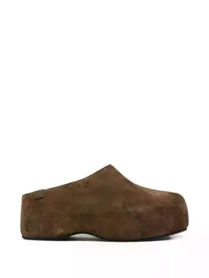 Bimba Y Lola Dark- Suede Platform Clogs - Green