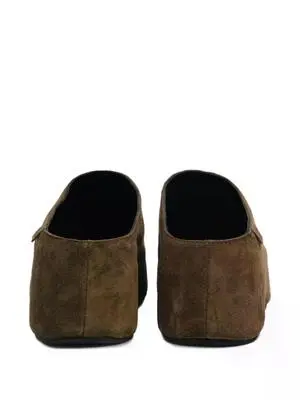 Bimba Y Lola Dark- Suede Platform Clogs - Green