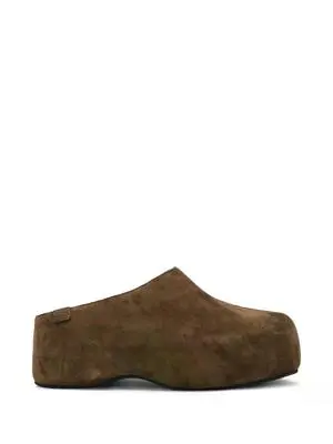 Bimba Y Lola Dark- Suede Platform Clogs - Green