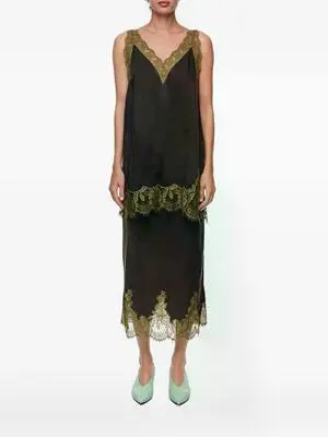 Bimba Y Lola Long Faded Black Camisole Top - Brown