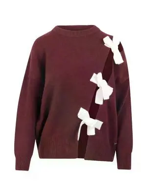 JOVONNA Brighton Bow-detail Cut-out Sweater - Red