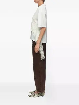 Bimba Y Lola T-shirt Top With Lace Overlay - White