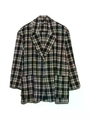 Bimba Y Lola Checked Straight Tailored Wool Blazer - Black