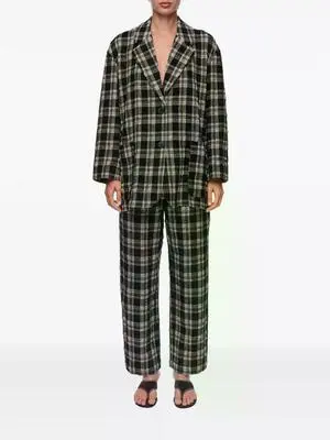 Bimba Y Lola Checked Straight Tailored Wool Blazer