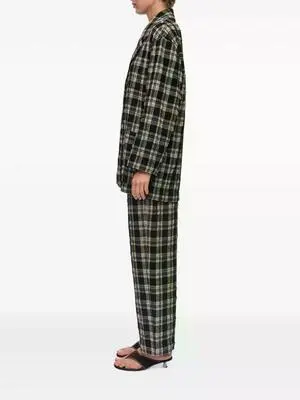 Bimba Y Lola Checked Straight Tailored Wool Blazer