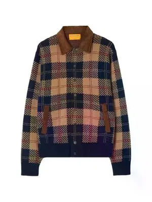 Guest In Residence Check-pattern Corduroy-collar Bomber Jacket - Neutrals