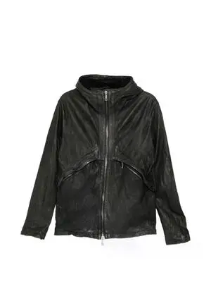 GIORGIO BRATO Hooded Leather Jacket - Black