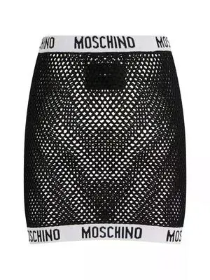 Moschino Logo-waistband Mesh Mini Skirt - Black