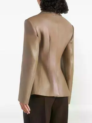 Manière De Voir Beatrice Leather Double-breasted Hourglass Blazer