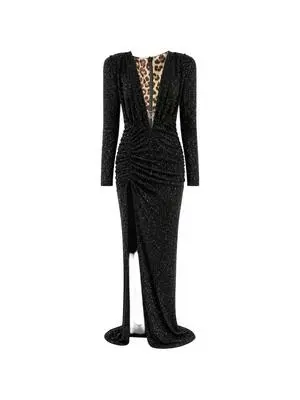 Philipp Plein Long Dress All-over Strass - Black