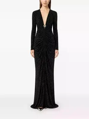 Philipp Plein Long Dress All-over Strass