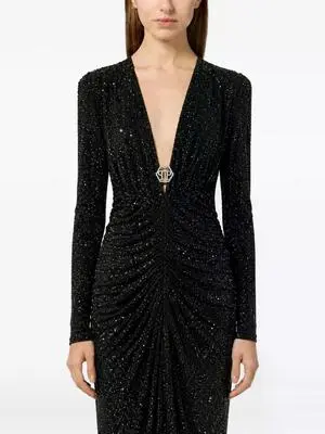 Philipp Plein Long Dress All-over Strass