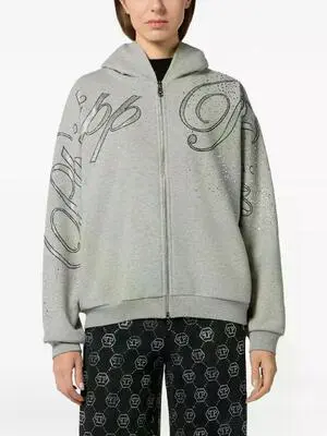 Philipp Plein Chenille Zip Hoodie Spray Strass