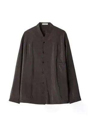 LEMAIRE V-neck Shirt In Dry Silk - Brown