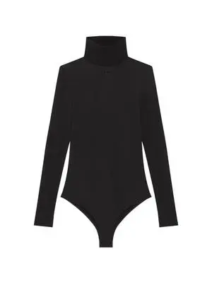 COURREGES Logo-embroidered High-neck Bodysuit - Black