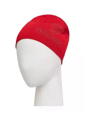 Moschino Crystal-embellished Heart-motif Beanie Hat - Red