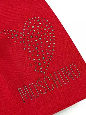Moschino Crystal-embellished Heart-motif Beanie Hat - Red