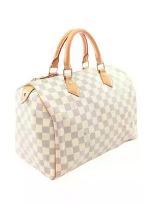LOUIS VUITTON 2015 Damier Azur Speedy 30 Boston Bag - White