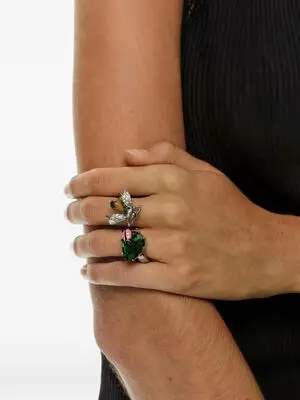 Bimba Y Lola Double Ring With Crystals And Bee