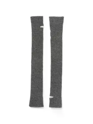 ROBERTO COLLINA Fine-knit Thumb-slot Gloves - Grey