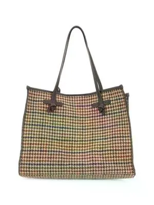 GIANNI CHIARINI Marcella Houndstooth Tote Bag - Neutrals