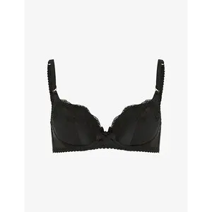 Agent Provocateur Molly Plunge Underwired Satin Bra - Black