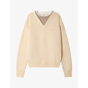 Sandro Two-in-one Wool And Cashmere-blend Jumper - Ecru