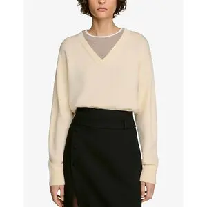 Sandro Two-in-one Wool And Cashmere-blend Jumper - Ecru