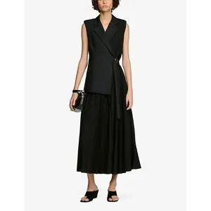 Sandro Wraparound Two-in-one Woven Maxi Dress
