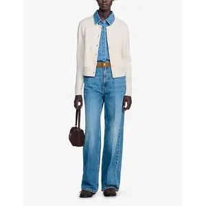 Sandro Denim-collar Button-down Wool-blend Cardigan