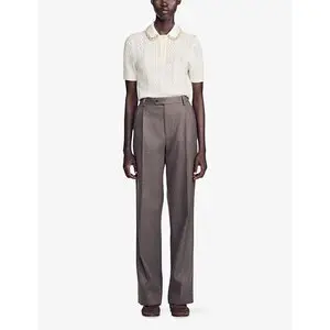 Sandro Embellished-collar Short-sleeve Wool Jumper