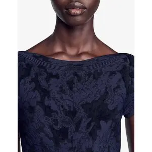 Sandro Floral Jacquard-knit Stretch-woven Mini Dress