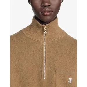 Sandro Zip-neck Wool And Cashmere-blend Jumper