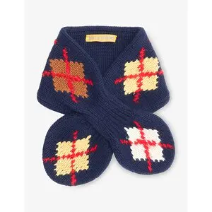 Guest In Residence Argyle Bowtie Wool And Cashmere Scarf - Midnight Combo