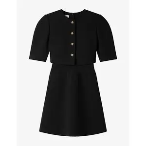 Sandro Buttoned Two-in-one Woven Mini Dress - Black
