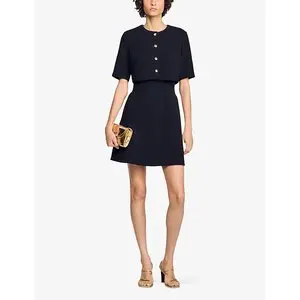 Sandro Buttoned Two-in-one Woven Mini Dress