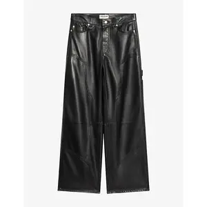 Zadig&Voltaire Perya Wide-leg Mid-rise Leather Trousers