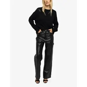 Zadig&Voltaire Perya Wide-leg Mid-rise Leather Trousers