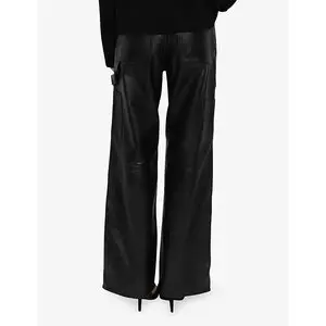 Zadig&Voltaire Perya Wide-leg Mid-rise Leather Trousers