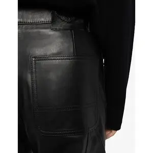 Zadig&Voltaire Perya Wide-leg Mid-rise Leather Trousers