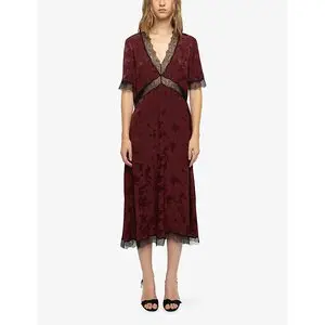 Zadig&Voltaire Redoxal Lace-trim Silk-jacquard Midi Dress