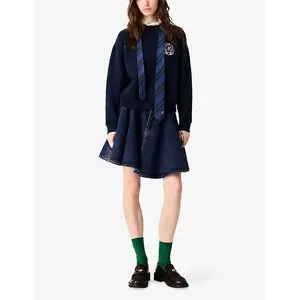 Maje Varsity-embroidered Oversized Cotton Sweatshirt