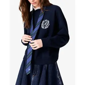Maje Varsity-embroidered Oversized Cotton Sweatshirt