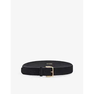 Sandro Metal-buckle Suede Belt - Black